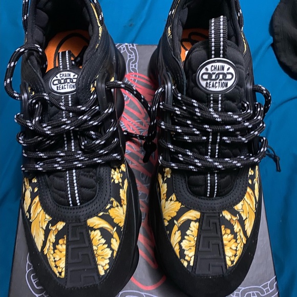 Versace | Shoes | Black And Yellow Men Versace Sneakers Brand New Size ...